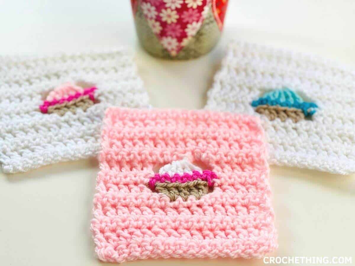 Cup cake square 🧁 free crochet pattern + video tutorial