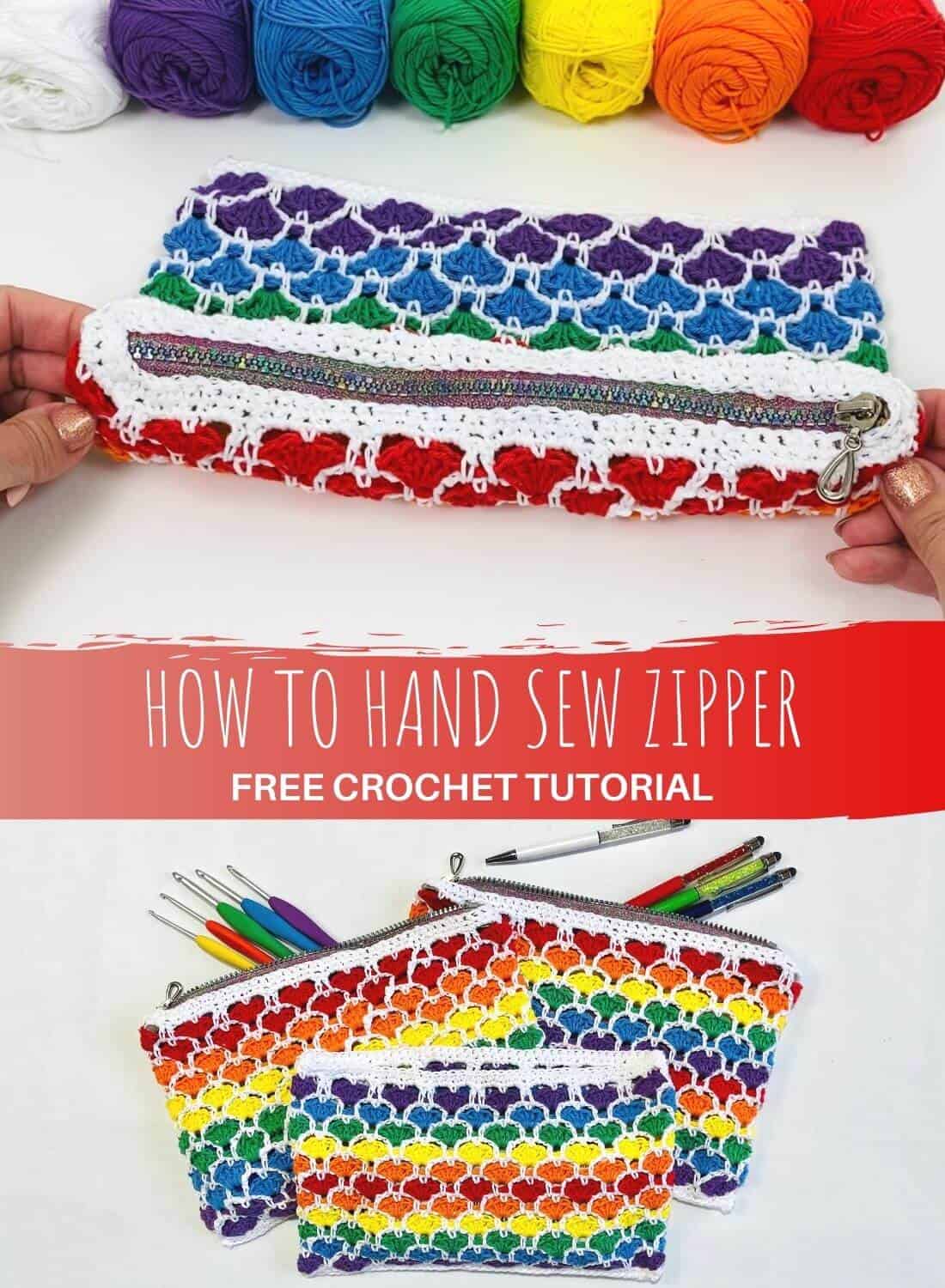 How to sew a zipper to your crochet project - Crochething with Alice